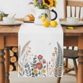 Burlap Table Runner 60 Inches Long, Watercolor Red Yellow Flowers Non ...