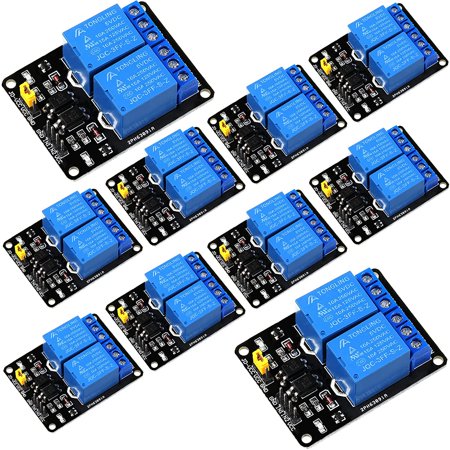 10 Pieces 2 Channel DC 5V Relay Module with Optocoupler Low Level ...