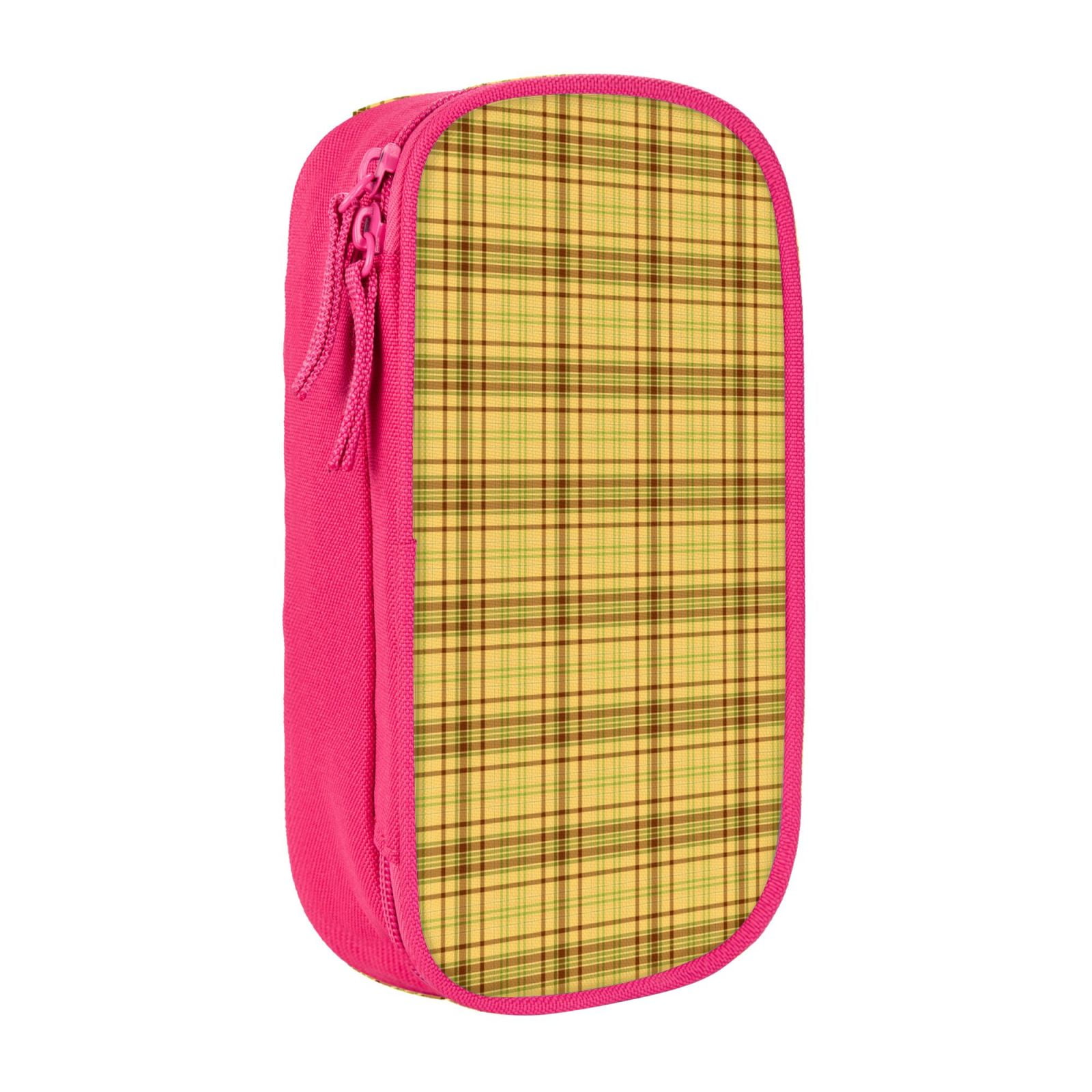 XMXY Plaid Gold Checkered Pencil Case Cute Aesthetic, Portable Pencil ...