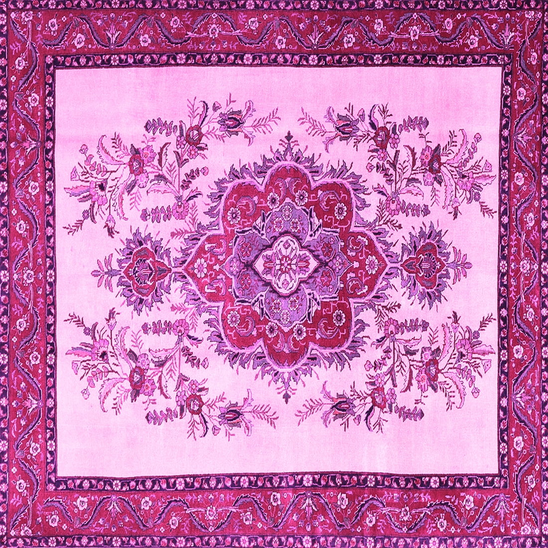 Ahgly Company Indoor Square Persian Pink Traditional Area Rugs, 4 ...