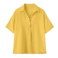 Bainana Tee Shirts Womens Solid Color Short Sleeve Lapel Collar Tops ...