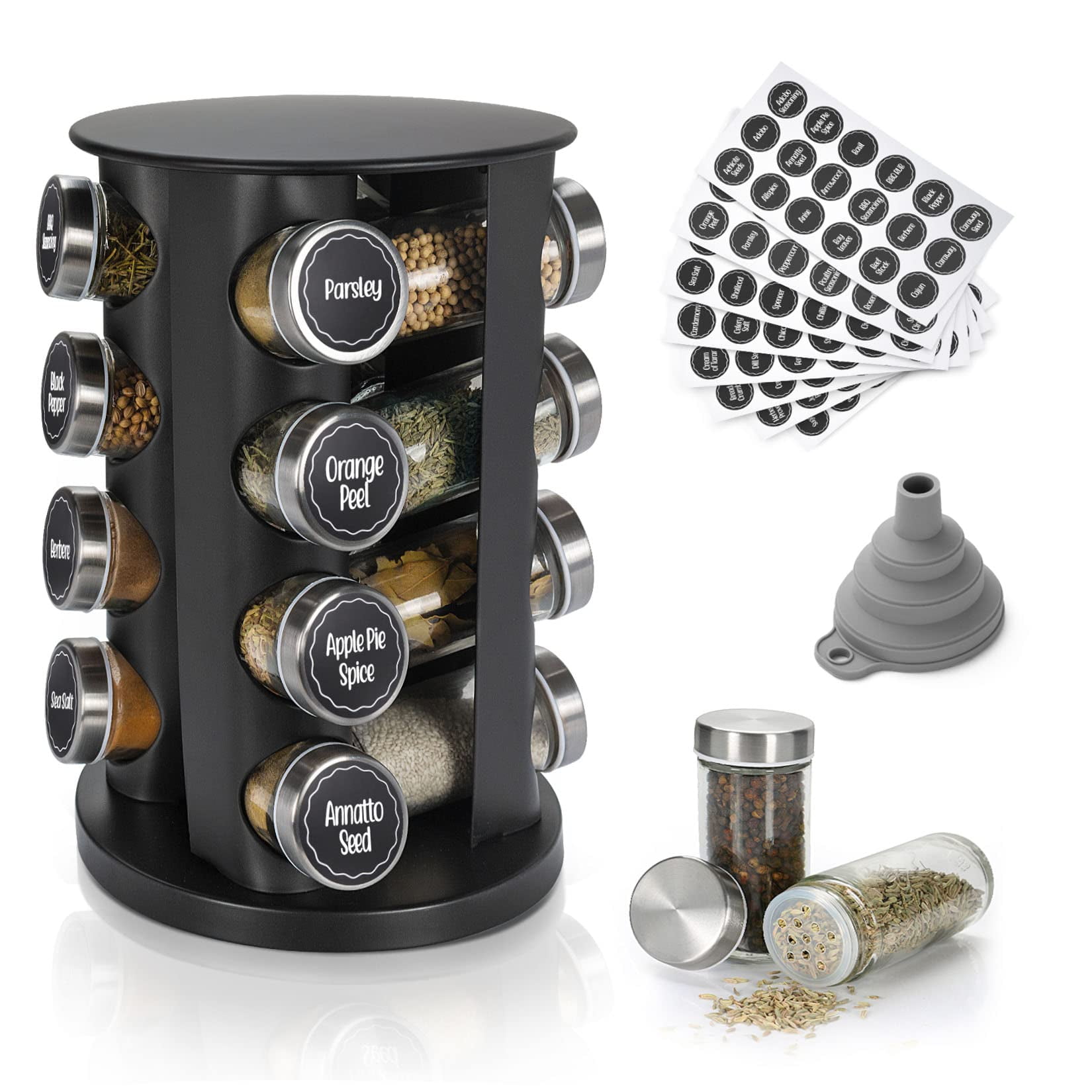 Rotating Spice Rack, 16-Jars Revolving Spice Rack Organizer,Seasoning ...