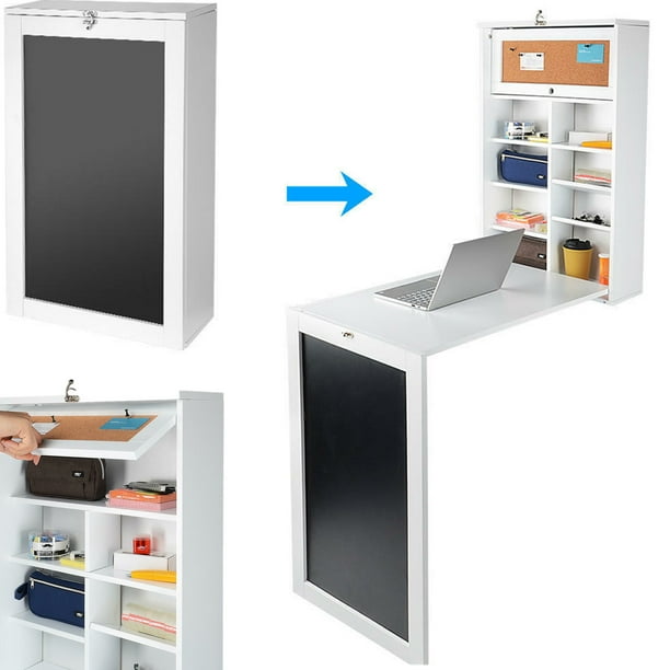 Wall Mounted Fold Out Convertible Office Desk, Multi-Function Floating ...