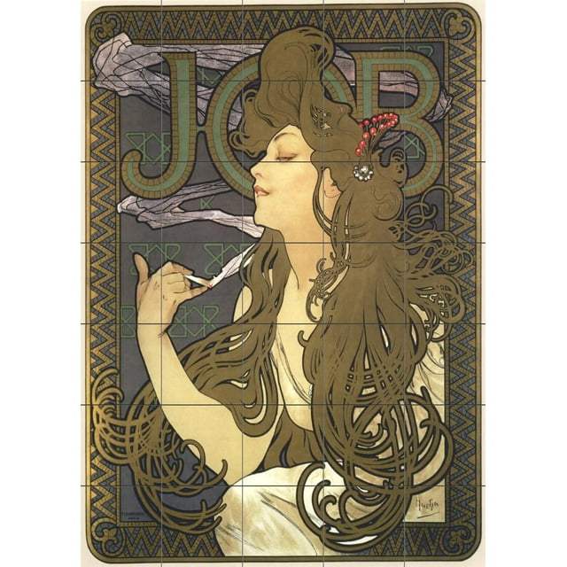 Tile Mural Kitchen Backsplash - Job Cigarettes - by Alphonse Mucha ...