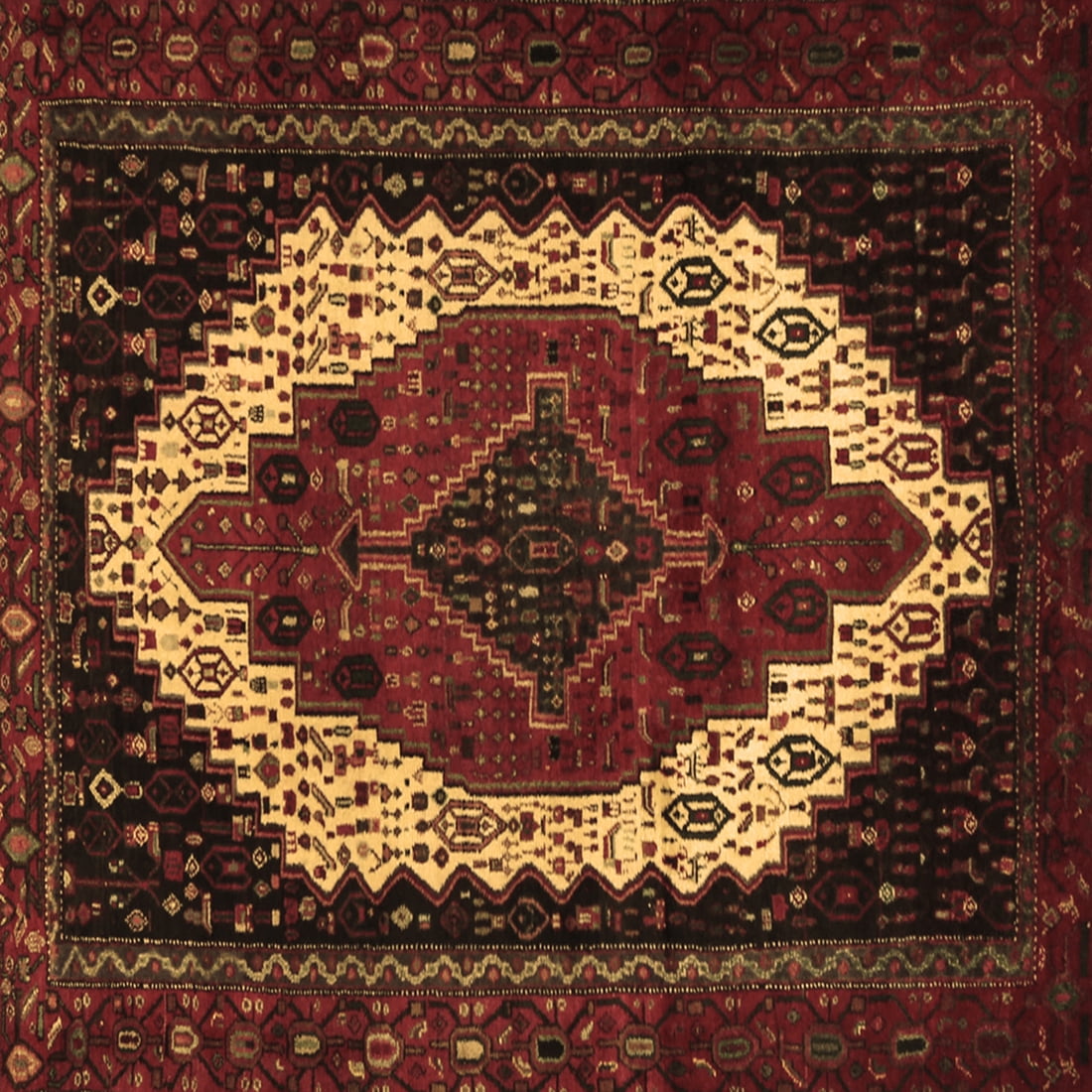 Ahgly Company Indoor Square Persian Brown Traditional Area Rugs, 4 ...