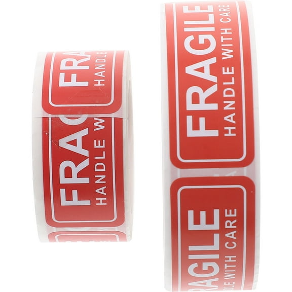 2 x 3 in. - Fragile - Glass - Handle with Care Labels - Red & White ...