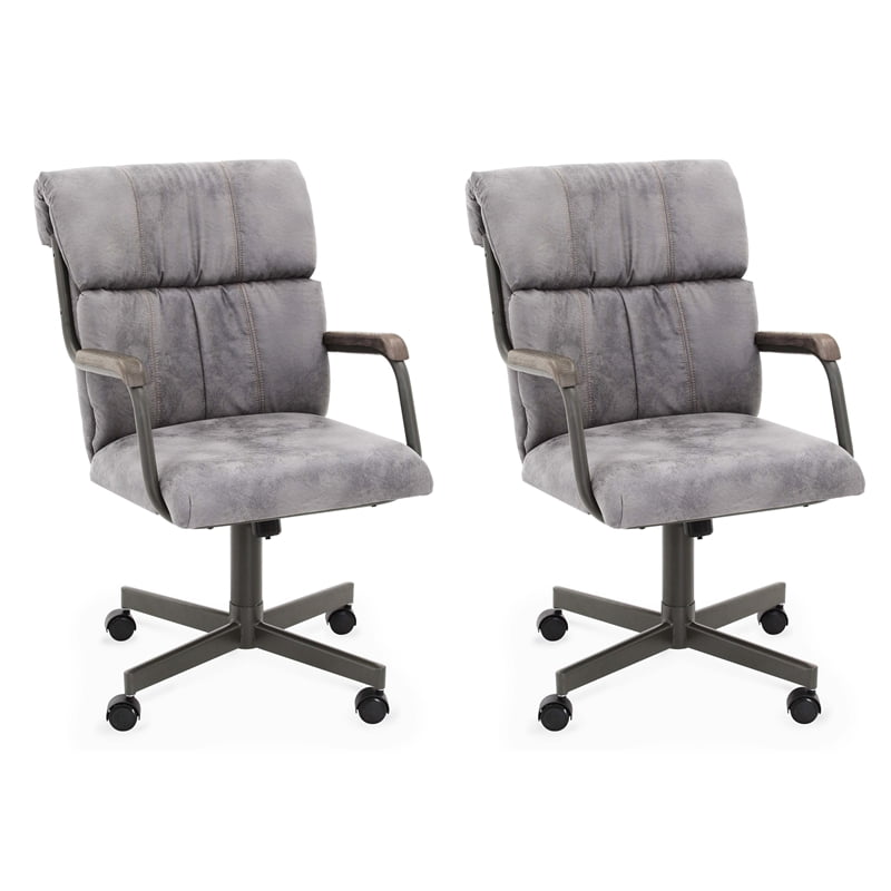 Chromcraft Douglas Swivel Dining Arm Chair In Sea Gray Set Of 2