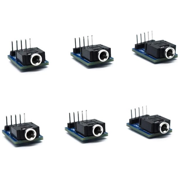 Treedix 6pcs 3.5mm Female Audio Jack Breakout Board Plastic PCB Mount 5 ...