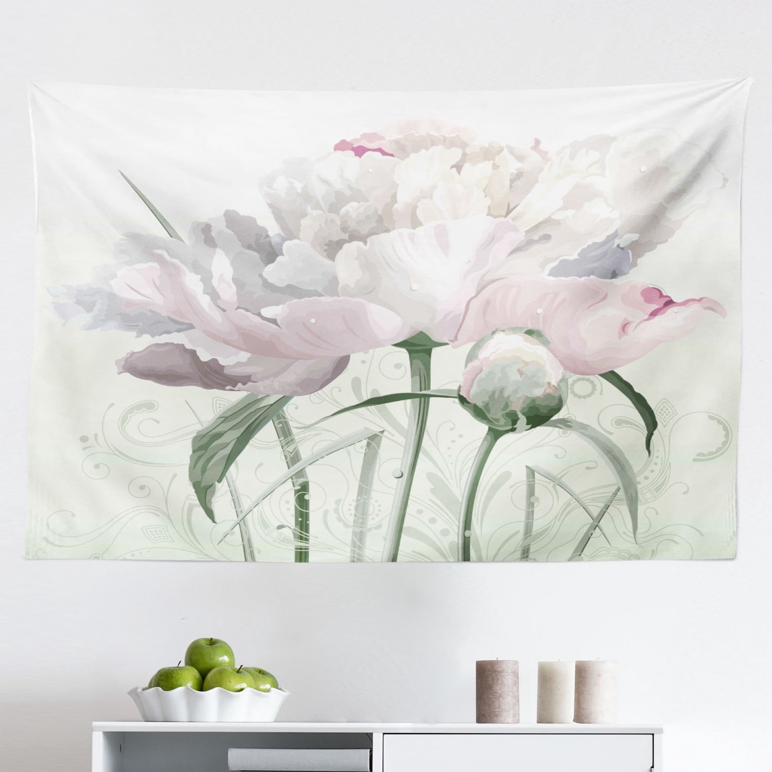 Flower Tapestry, Abstract Plant Floral Design with Veins Natural ...
