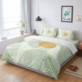 Mid Century Boho Sun Green Stripe Queen Size Bed Set,Abstract Geometric ...