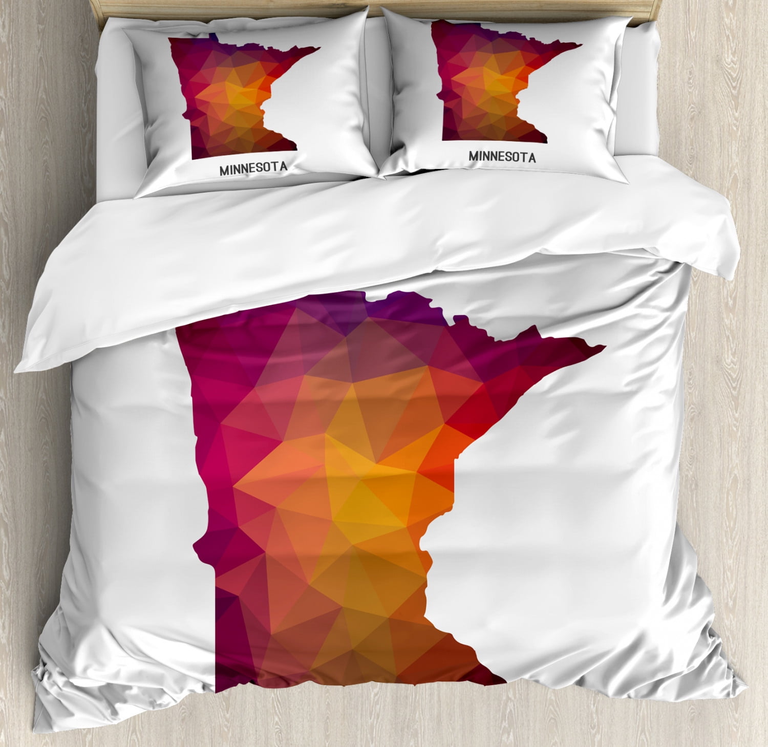 Minnesota Duvet Cover Set Queen Size, Low Poly Effect Minnesota State ...