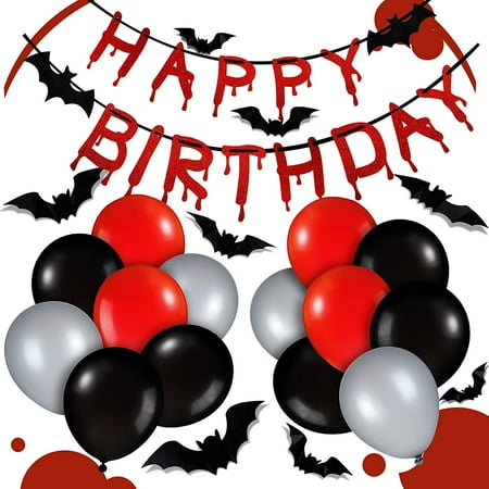 90 Halloween Party Decoration Include Red Glittery Happy Birthday ...