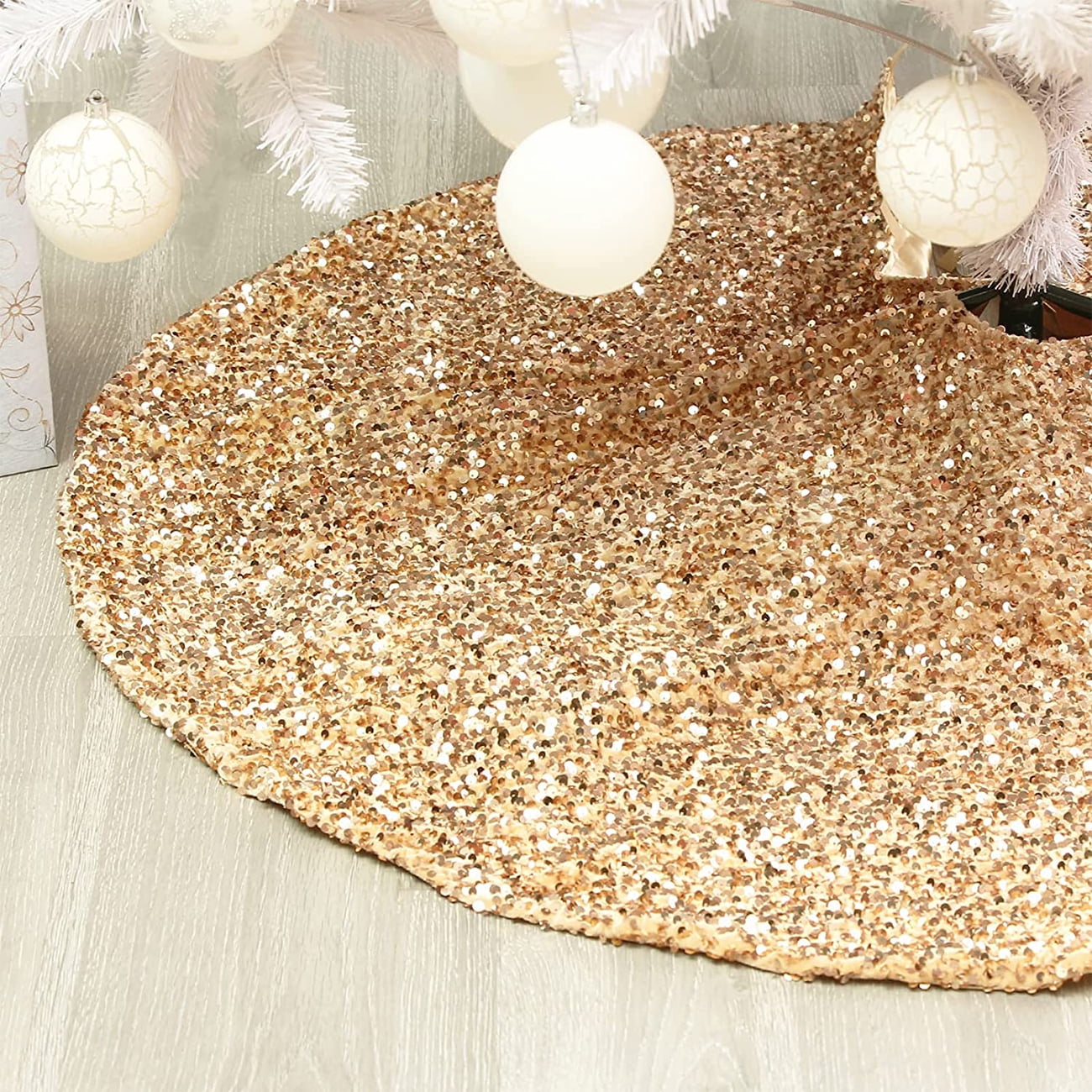 Luxury Christmas Sequin Tree Skirt 50" Glitter Xmas Tree Mat Embroidery ...