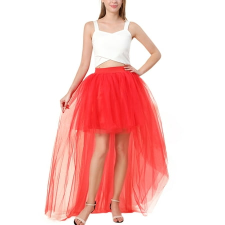 Sunloudy Women High Low Tutu Skirts, Elastic Waist Layered Mesh Tulle ...