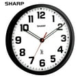 "Sharp 12"" Atomic Wall Clock, Battery Operated, Matte Black Modern ...