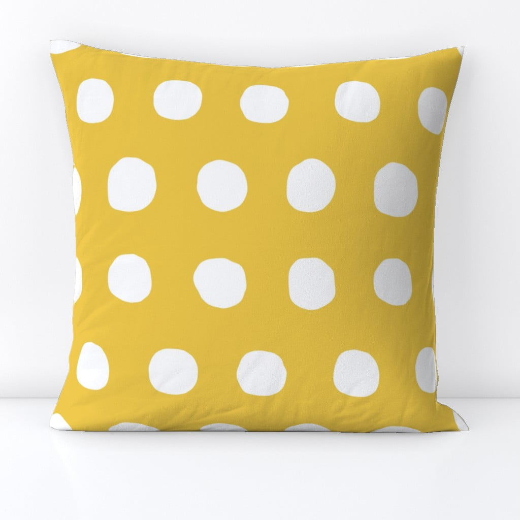 yellow polka dot throw pillow