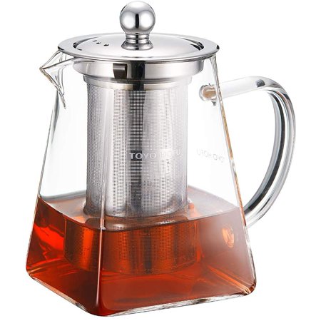 Tea Pot with Infusers for Loose Tea, Clear Glass Teapot with Removable ...