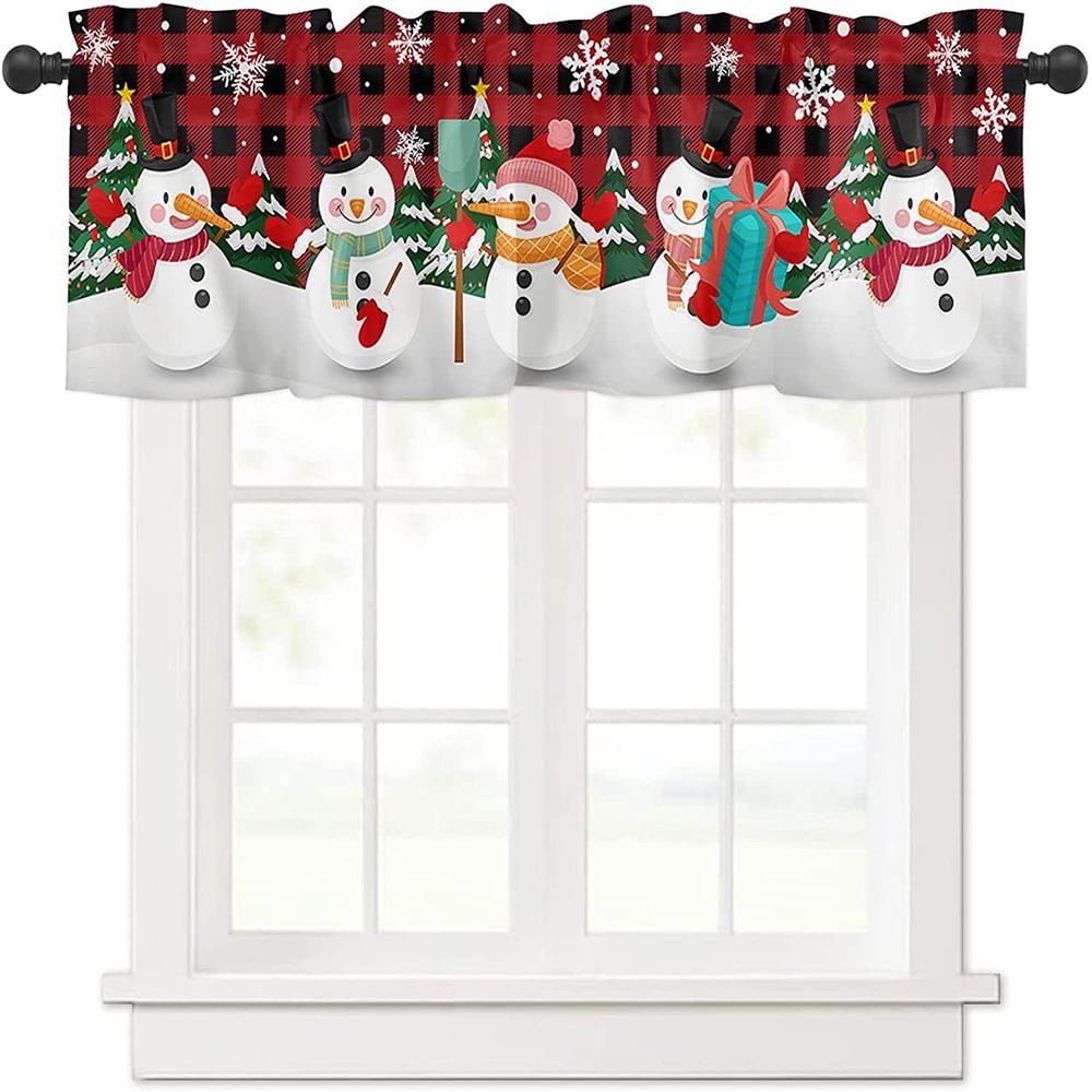 CUH 1-Piece Xmas Rod Pocket Short Curtain Kitchen Valance Cafe Tier ...