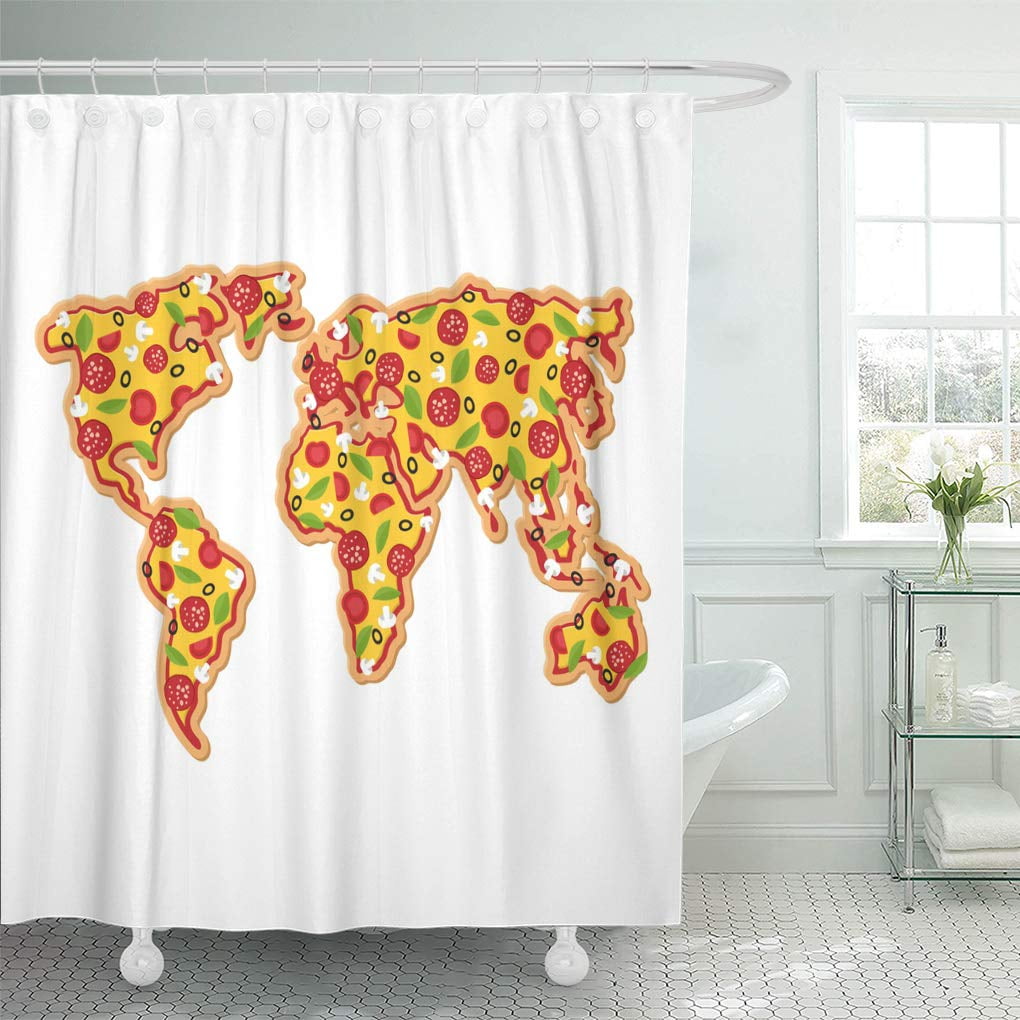 CYNLON World Map Pizza Continents of Planet Earth Fast Food Bathroom ...