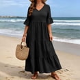Zivyakyron Casual Women's Sundresses Summer Elbow Length Maxi Plus Size ...