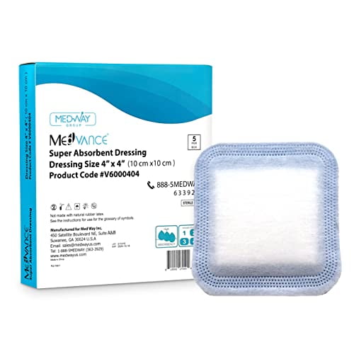 MedVance Super Absorbent Dressing, Non-Adhesive Pads for Wound Care (4 ...