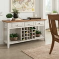 Weston Home Farmhouse Oak Top Kitchen Buffet Server with Wine Rack ...