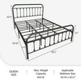 SESSLIFE Vintage Sturdy Queen Size Metal Bed Frame with Headboard and Footboard Basic Bed Frame ...