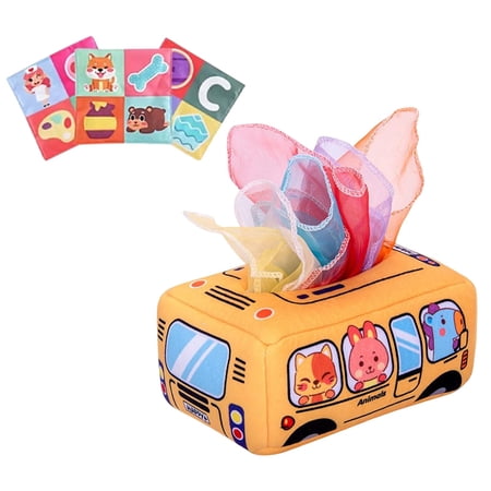 shopsuntek Sensory Pull Along Tissue Box Bus Drawer for Fine Motor ...