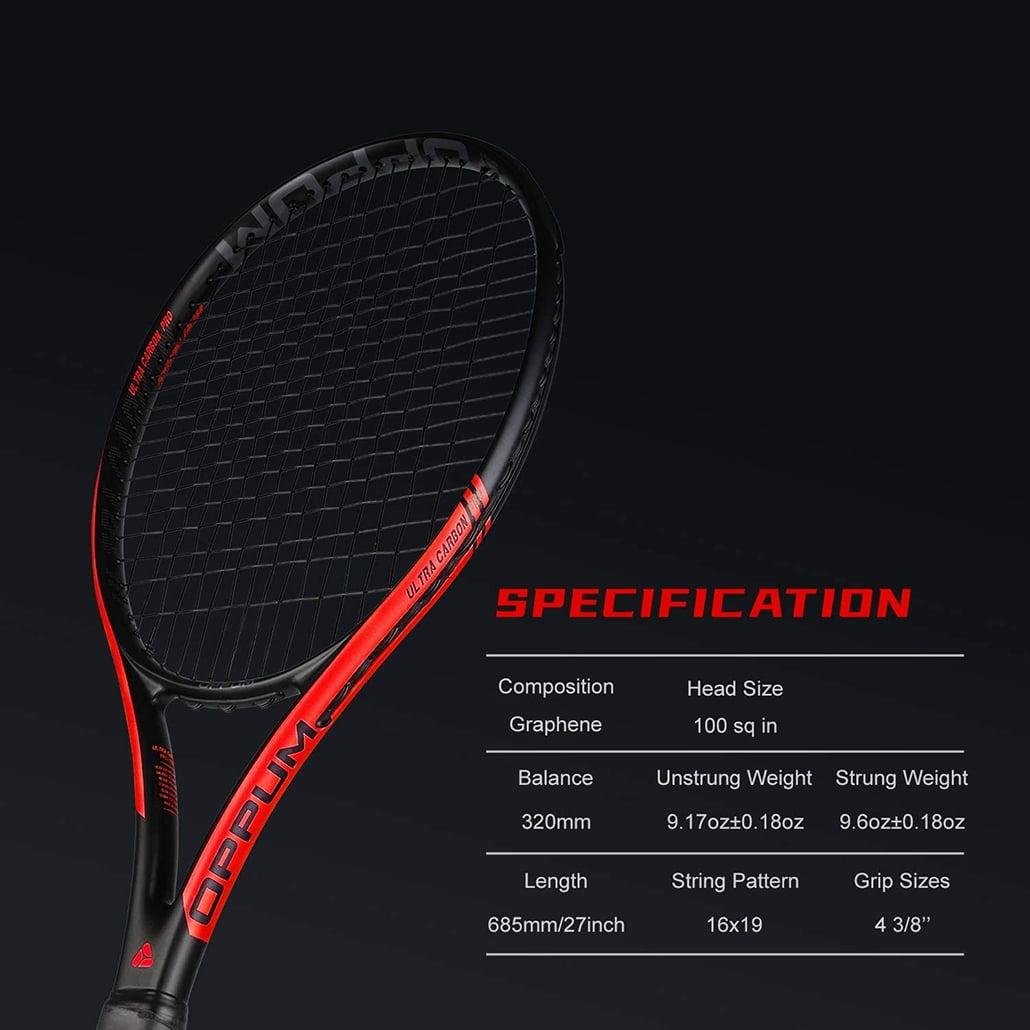 Buy Adult 27 Graphite 100% Full Carbon Pro Tennis Racket, 360 Super ...