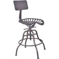Industrial Tractor Seat Bar Stool with Metal Backrest 22-27inch Counter ...