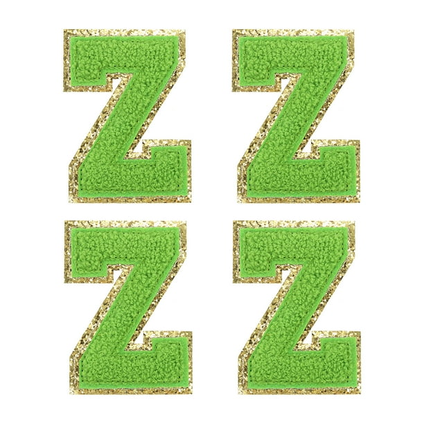 Uxcell 4Pcs Chenille Letter Patches Iron on Letter Patches Green Z ...