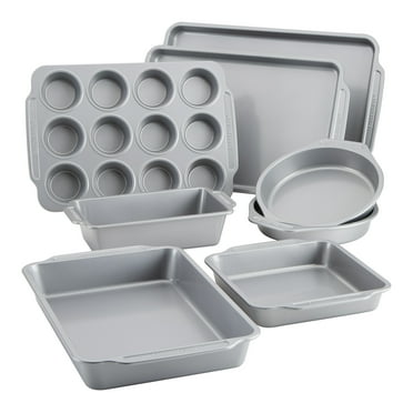 Farberware 10-Piece Nonstick Bakeware Set with Cooling Rack, Grey ...