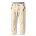 CHEEREAM Mens Cargo Pants Elastic Active Drawstring Waist Straight Leg ...