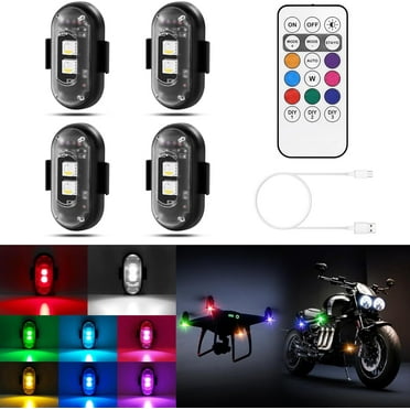 4PCS Wireless LED Strobe Lights with Remote Control, 8 Colors USB Charing Waterproof Anti ...