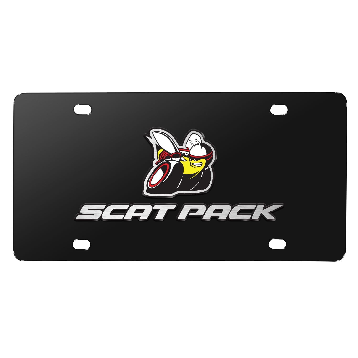 Dodge Scat-Pack Full Color 3D Logo on Black Stainless Steel License ...