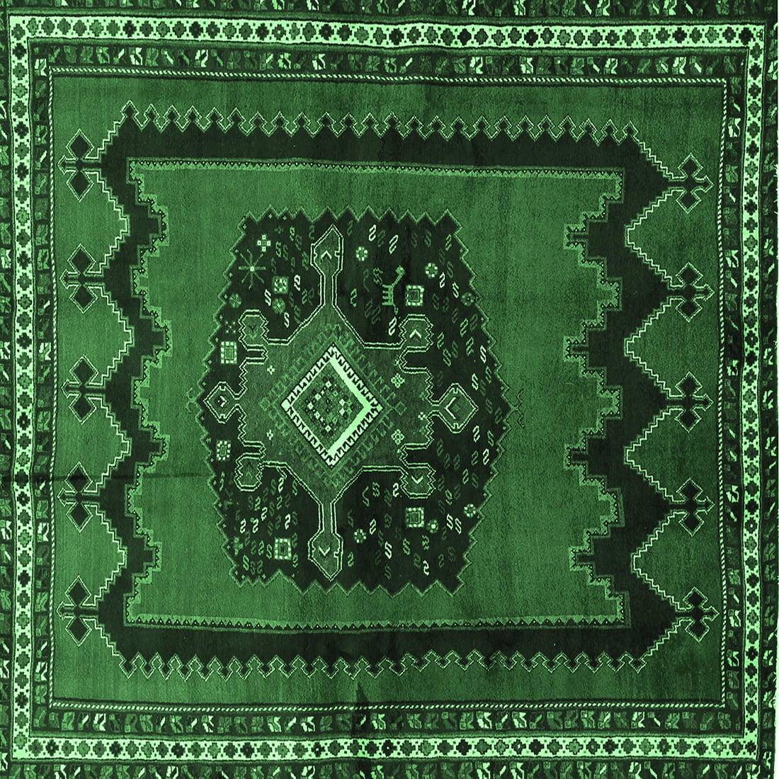 Ahgly Company Indoor Square Persian Emerald Green Traditional Area Rugs ...