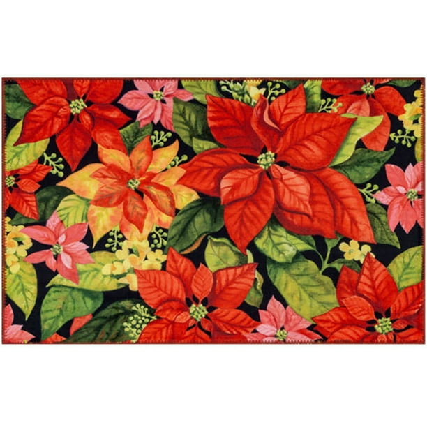 Home Decorative Indoor Outdoor Accent Rug Poinsettia Garden - 22" X 32 ...