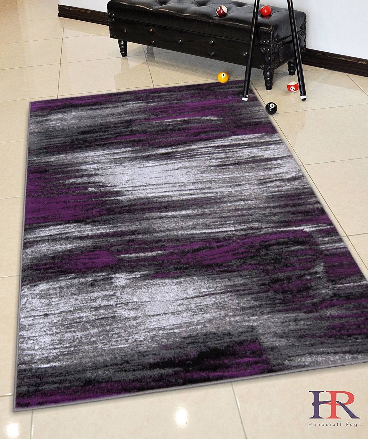 Handcraft Rugs - Purple, Grey, Silver, Black, Abstract Contemporary ...