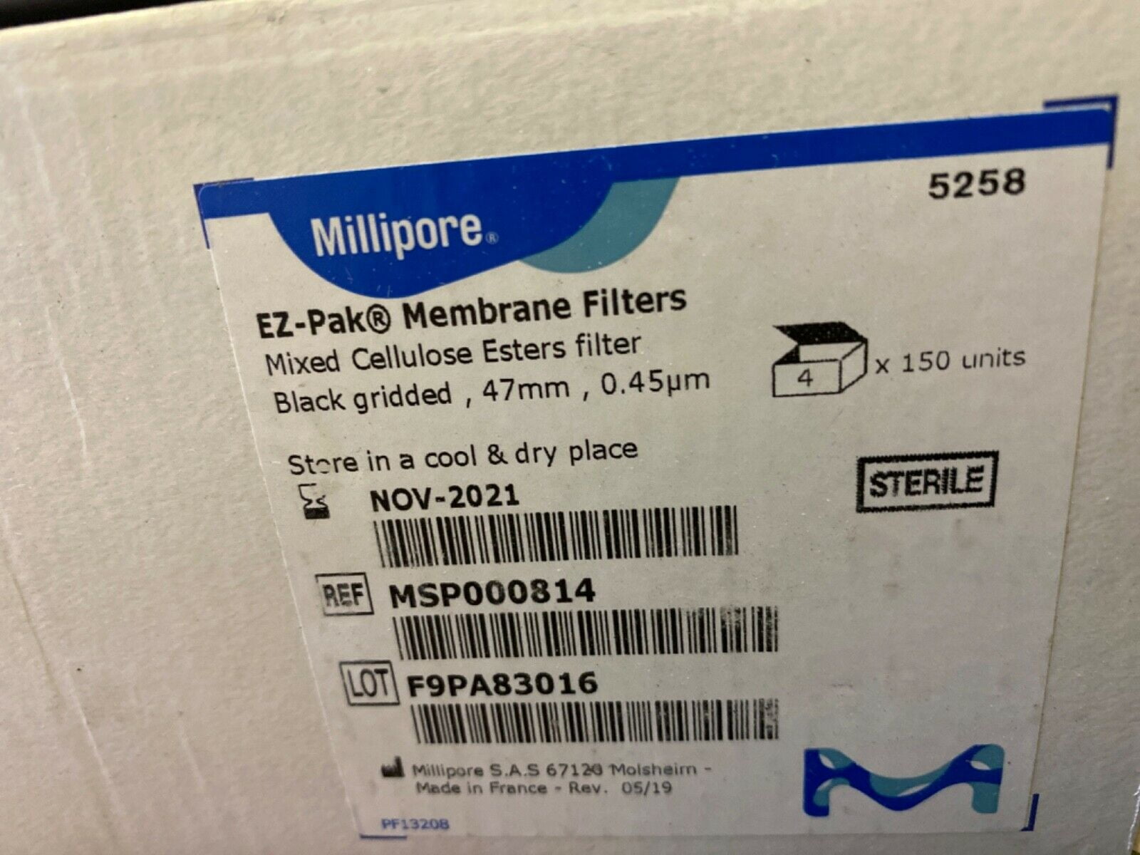 MILLIPORE EZ-Pak Filters 0.45µm 47mm black gridded MSP000814 (4 x 150 ...