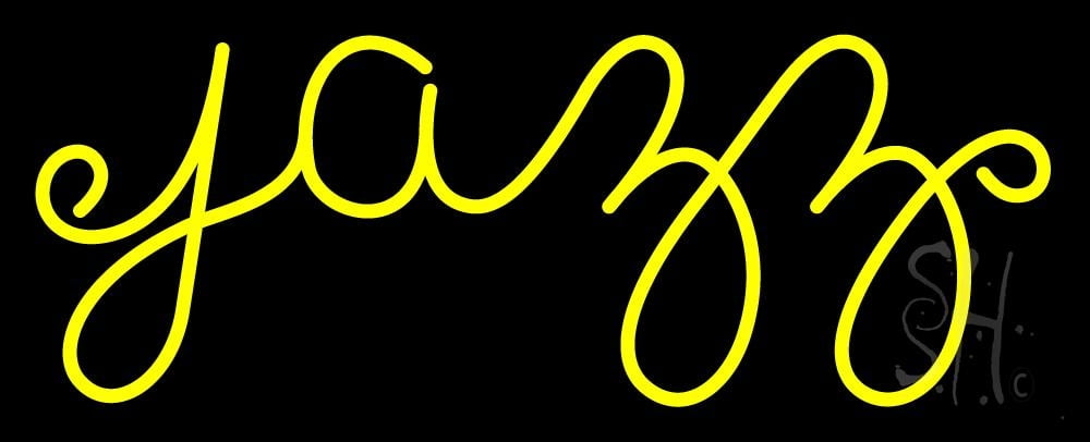 Yellow Jazz Cursive 1 LED Neon Sign 10" Tall x 24" Wide - inches Black ...