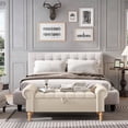 51" Storage Ottoman Bench with Rolled Arms, Button-Tufted Lid, and ...