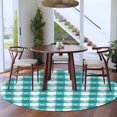 5ft Round Rug, Turquoise Buffalo Check Non-Skid Rubber Backing Large ...