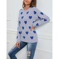 Shermie Women's Pullover Sweater, Cute Heart Print, Warm, Knitted ...