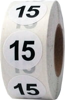 Circle Dot Number 15 Stickers | 0.75" Inch Round | 500 Pack - Walmart.com