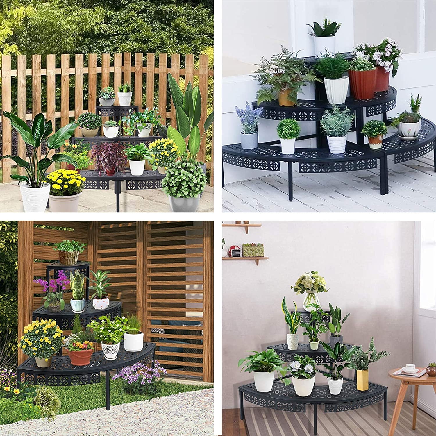 Buy 3 Tier Plant Stand Semi-Circular Flower Pot Organizer Rack Quarter ...
