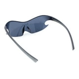 Swooping Flame Shape Shield Wrap Color Mirror Sport Rimless Sunglasses ...