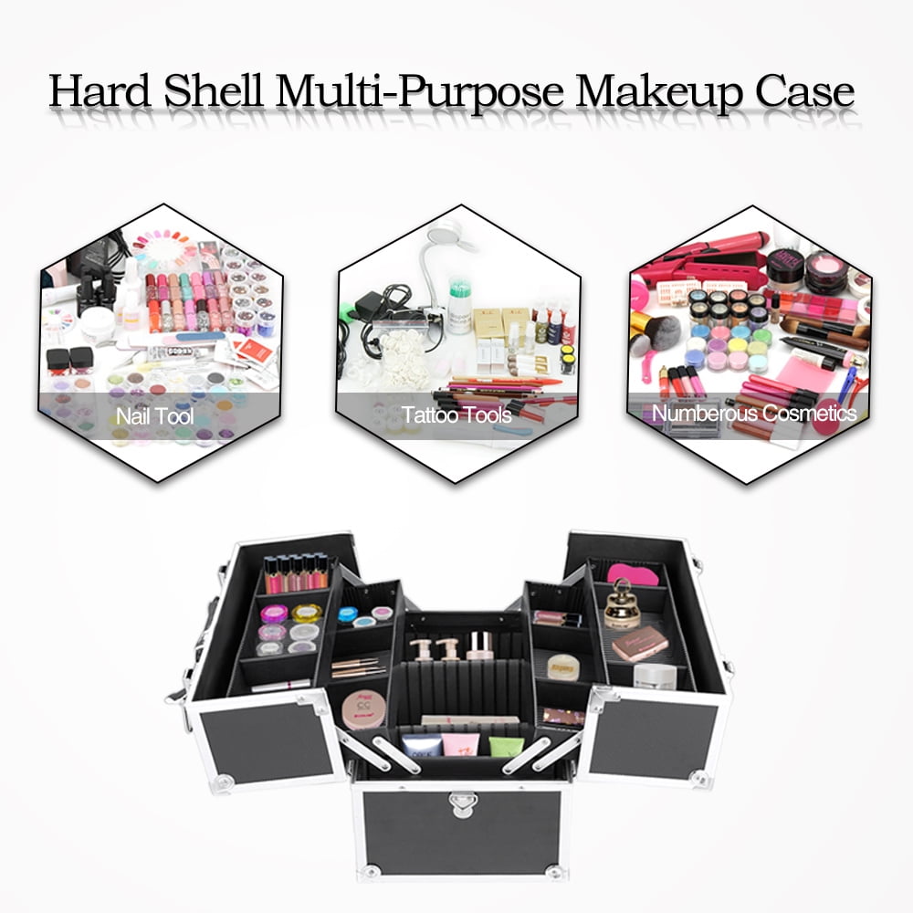 iKayaa Professional Aluminum Makeup Box Organizer with Lock , Cosmetic ...