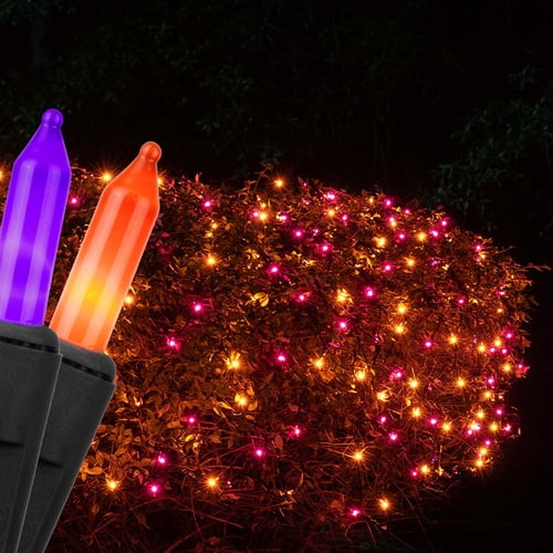 4’ x 6’ Halloween Net Lights Outdoor 150 Orange and Purple Lamps on ...