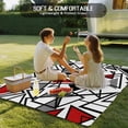 Abstract Lines Outdoor Rug, Black Gray Red Triangle Geometric Modern ...