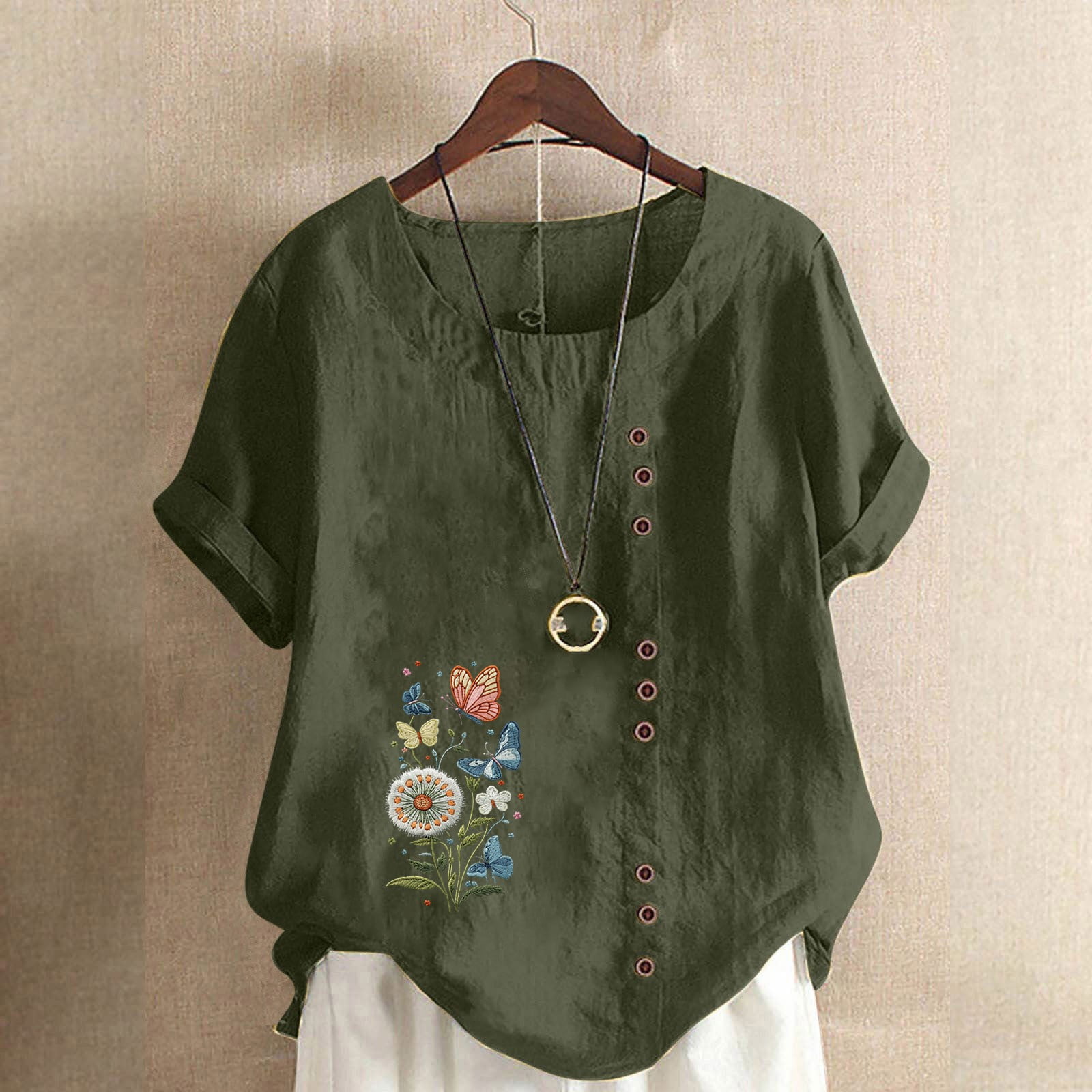 Click here for Uppada Short Sleeve Tunic Tops For Women Round Nec... prices